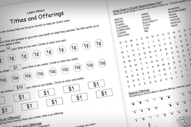Free Printable: "Learn about Tithes and Offerings" Worksheets