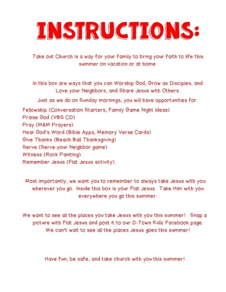 Take Out Church: A Summer Resource for Families