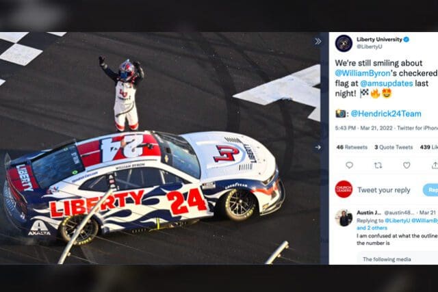 Liberty University’s William Byron Wins ‘Wild’ NASCAR Race in Atlanta