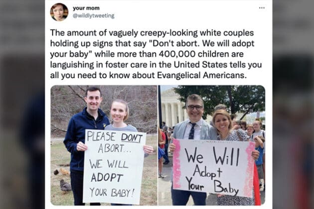 ‘We Will Adopt Your Baby’: Pro-Life Signs Spark Mockery of Evangelicals