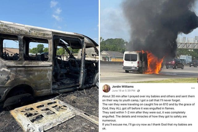 Group in Texas Barely Escapes Church Van Before It Goes Up in Flames