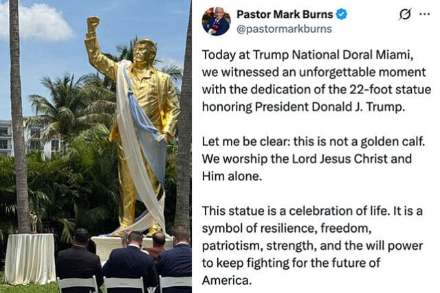 ‘This Is Not a Golden Calf’—Pastor Mark Burns Defends Golden Trump Statue